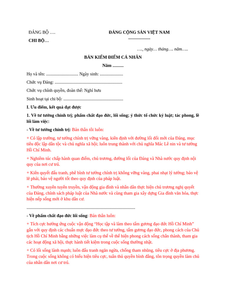 Ban Kiem Diem Dang Vien Huu Tri 1 | PDF