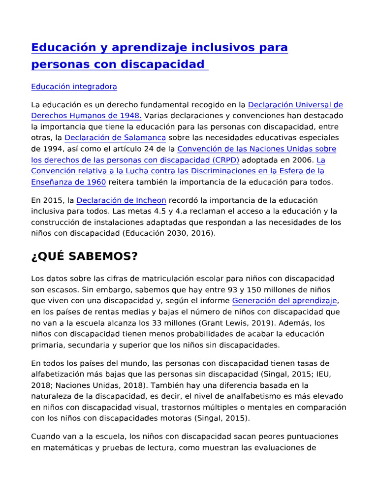 Disability Inclusive Education and Learning | PDF | Enseñando | Escuelas