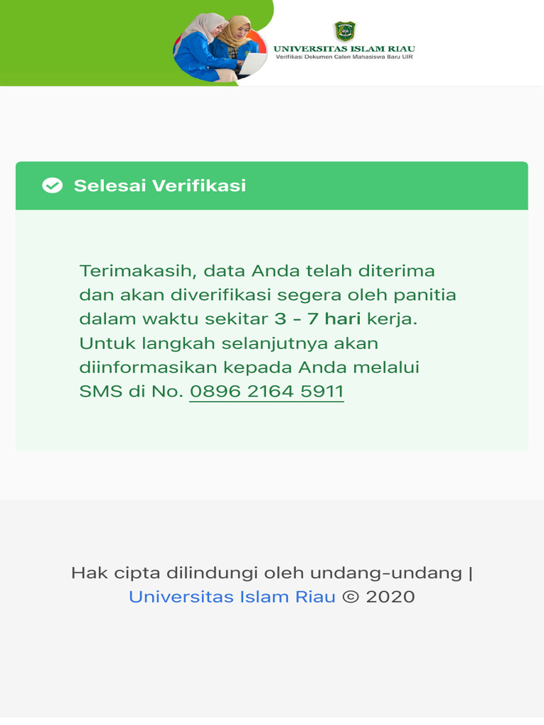 Konfirmasi Penerimaan Data UIR | PDF