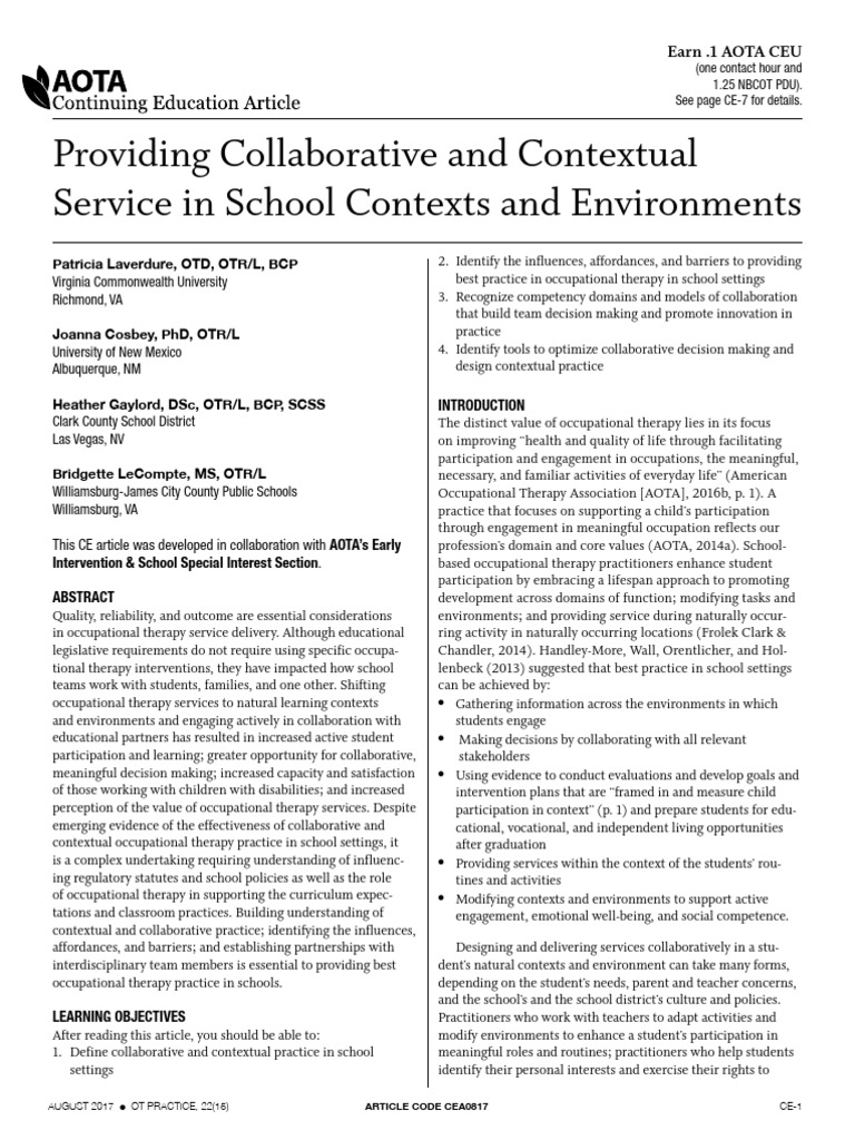 Collaborative Goal Writing | PDF | Occupational Therapy | Cognition