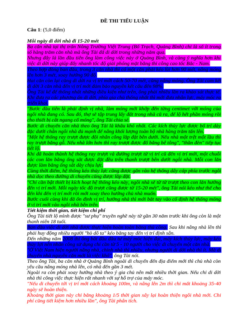 Đề tiểu luận TDST và TKYT 2024 | PDF