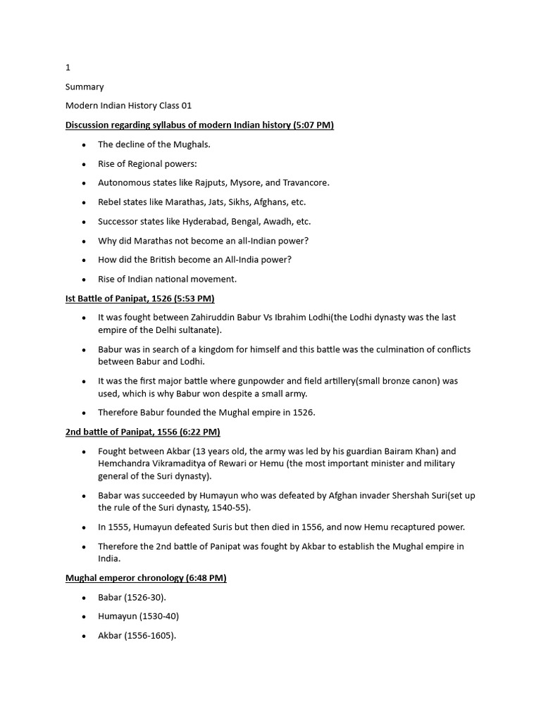 Modern History | PDF | Mughal Empire