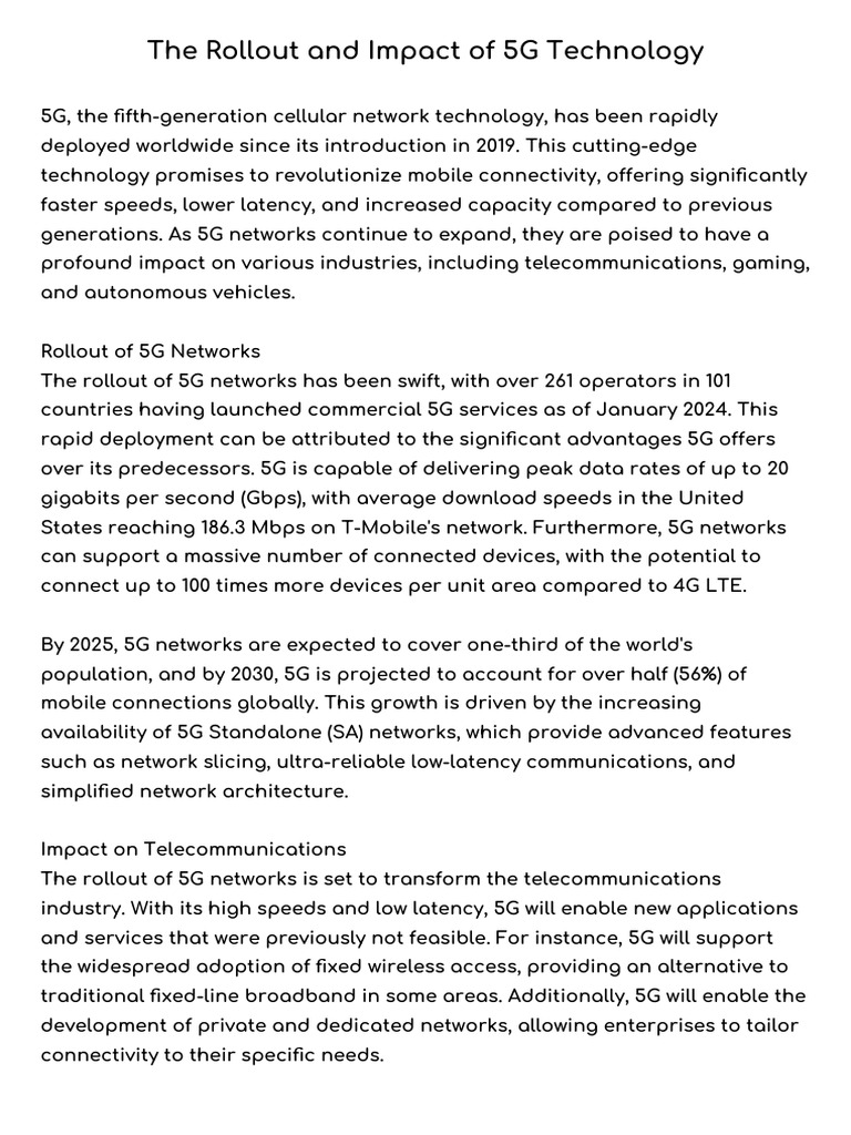 Tech_R005_The Rollout and Impact of 5G Technology | PDF | Internet Of Things | 4 G