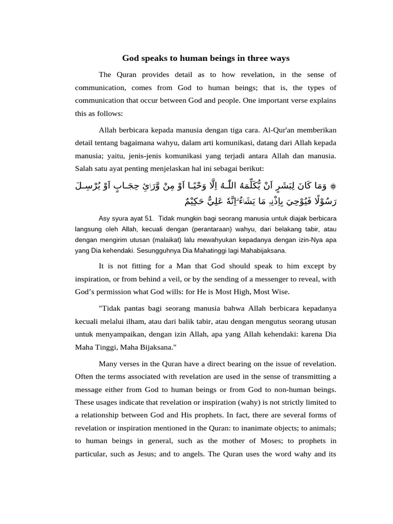 God speaks to human beings in three ways (2) | PDF