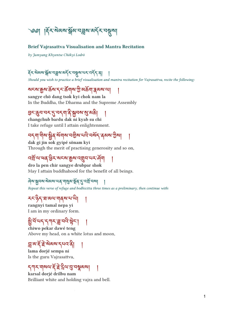 Vajrasattva Visualisation and Recitation | PDF