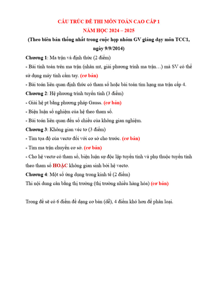cấu trúc đề thi TCC1-HK1-20242025 | PDF