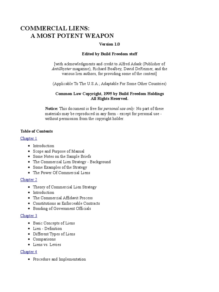 Commercial Liens | PDF | Constitutionality | Common Law