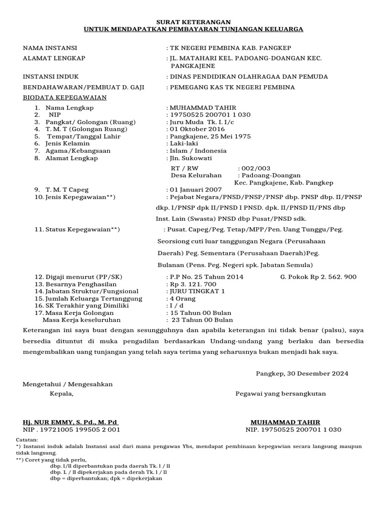 Surat Keterangan KP4 | PDF