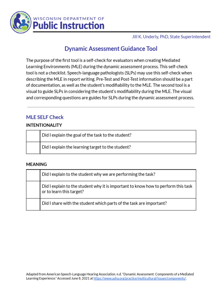 Dynamic Assessment Self-Check Tool | PDF | Learning | Experience