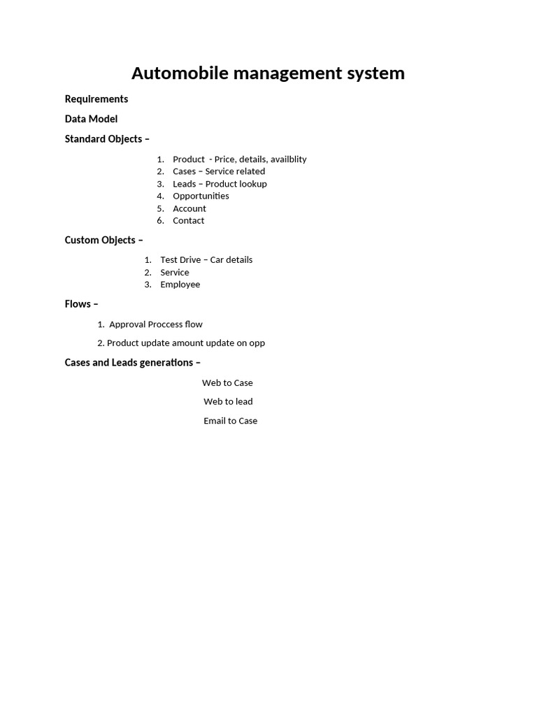 Automobile Management System Project | PDF