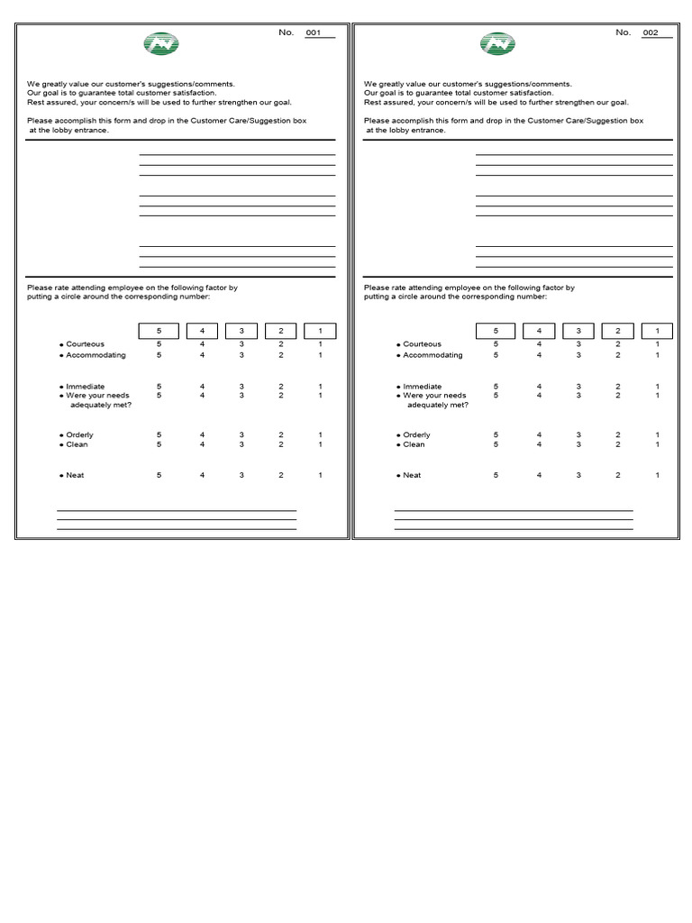 Customer Survey Form | PDF | Business | Organizational Behavior