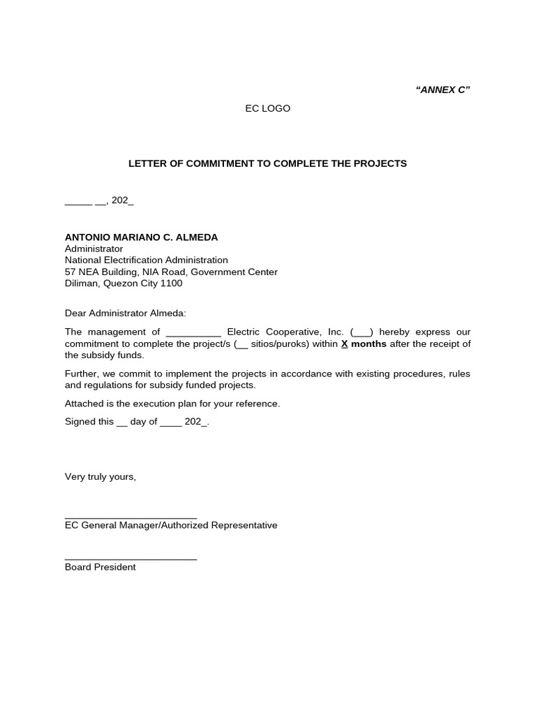 08 Template of Commitment Letter | PDF