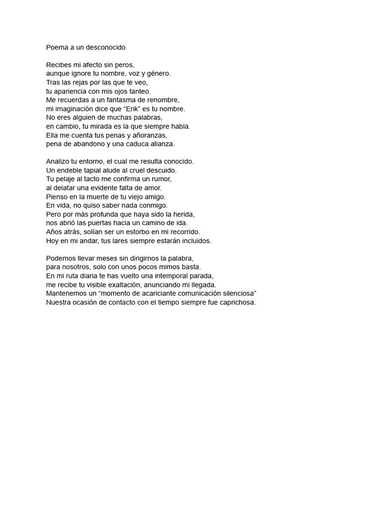 Poema A Un Desconocido | PDF