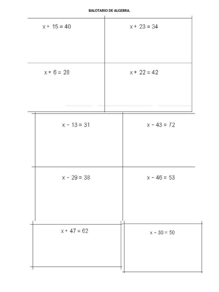Balotario de Álgebra: Ejercicios y Soluciones | PDF