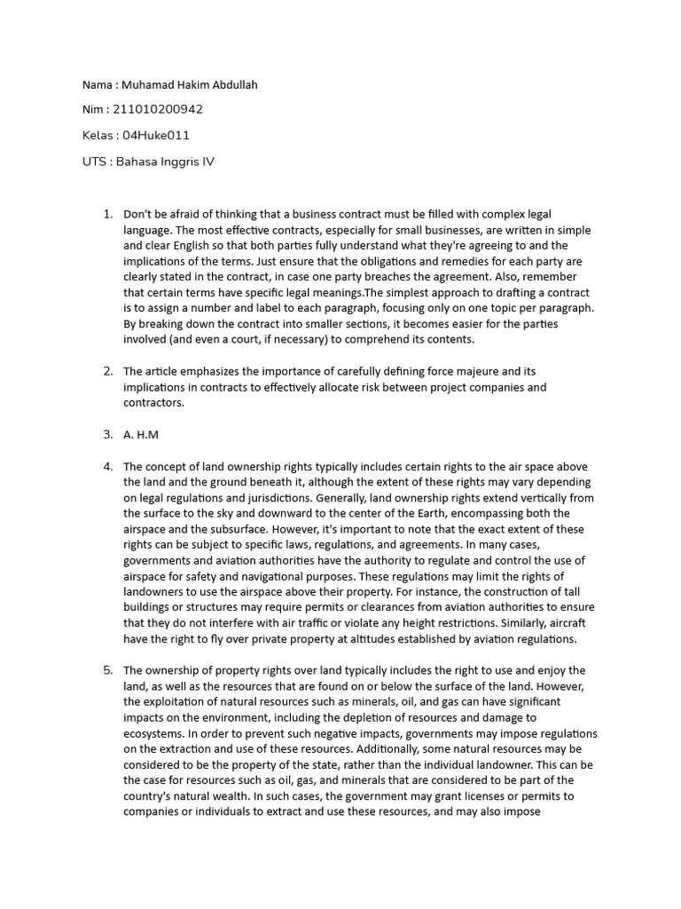 UTS - Bahasa Inggris IV - 04huke011 - Muhamad Hakim Abdullah | PDF ...