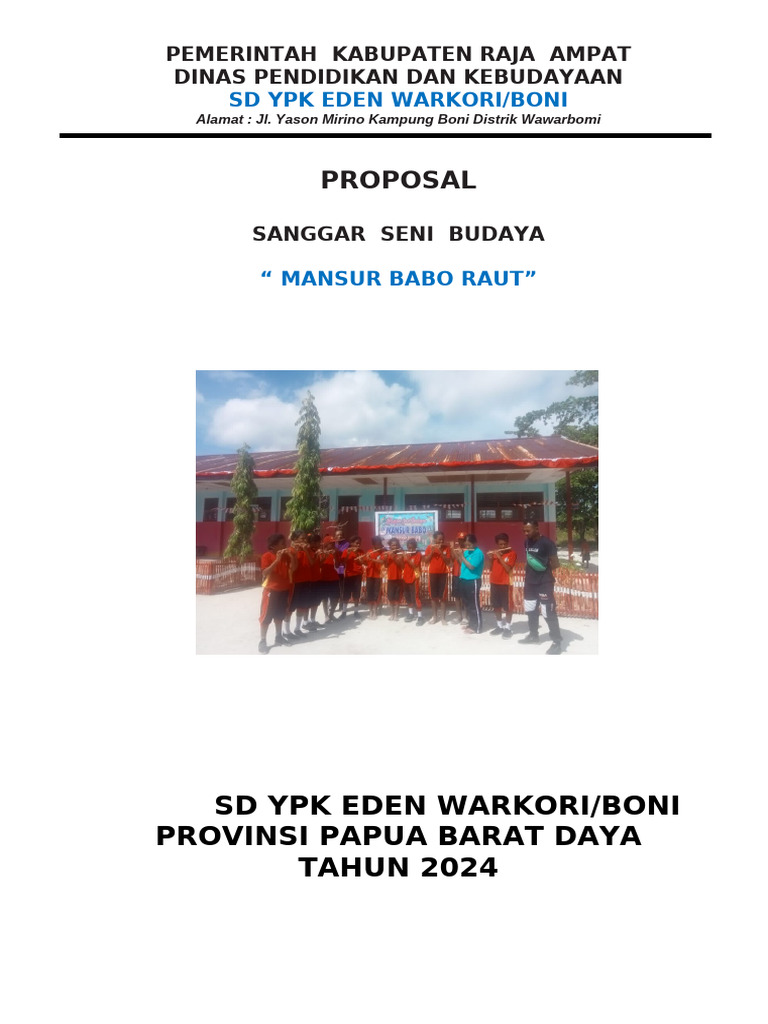 Proposal Mansur Babo Raut SD Ypk Eden Boni | PDF