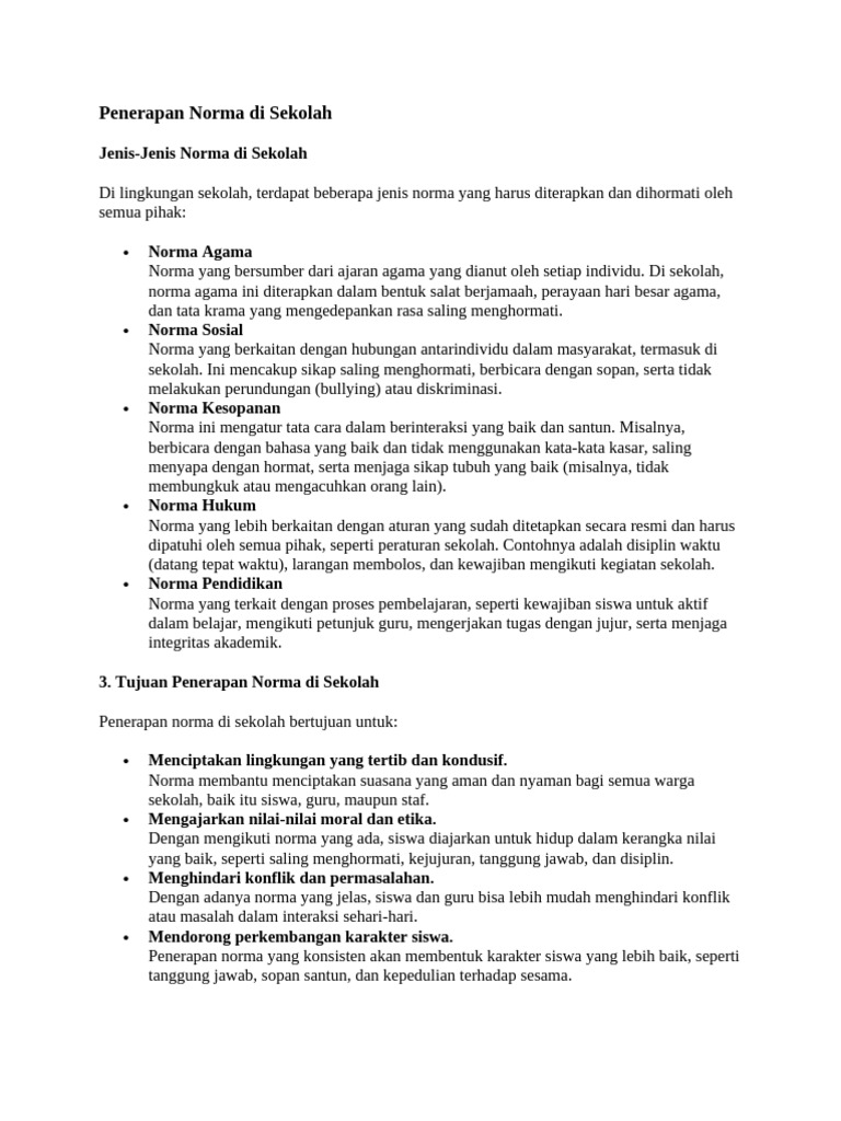 Jenis-Jenis Norma Di Sekolah | PDF