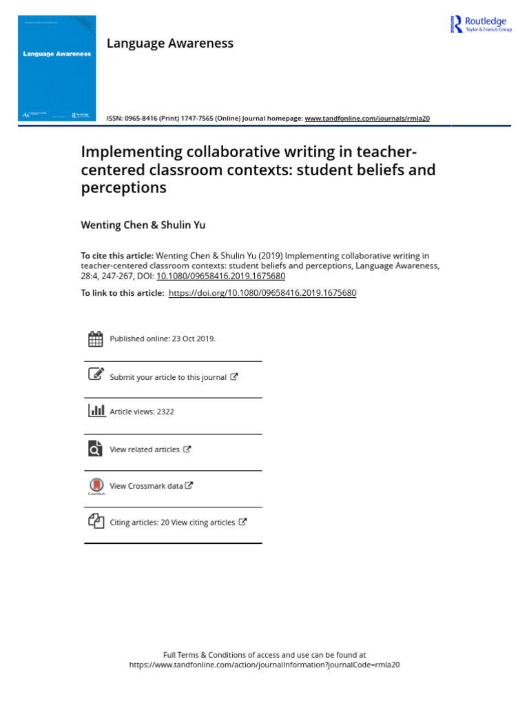 Implementing Collaborative Writing in Teacher-Centered Classroom ...
