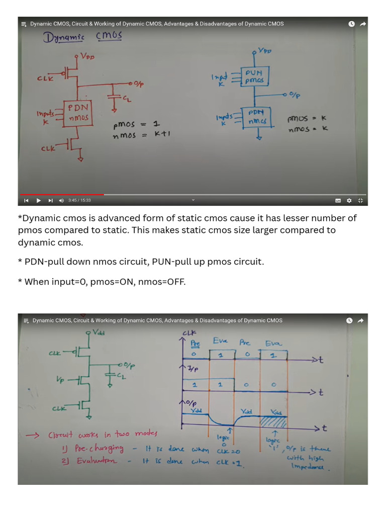 Dynamic Cmos Is Advanced Form of Static Cmos Cause It Has Lesser Number of Pmos Compared To ...
