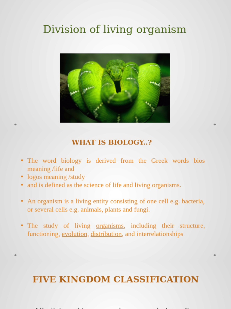 Five Kingdoms of Living Organisms | PDF | Cell (Biology) | Eukaryotes