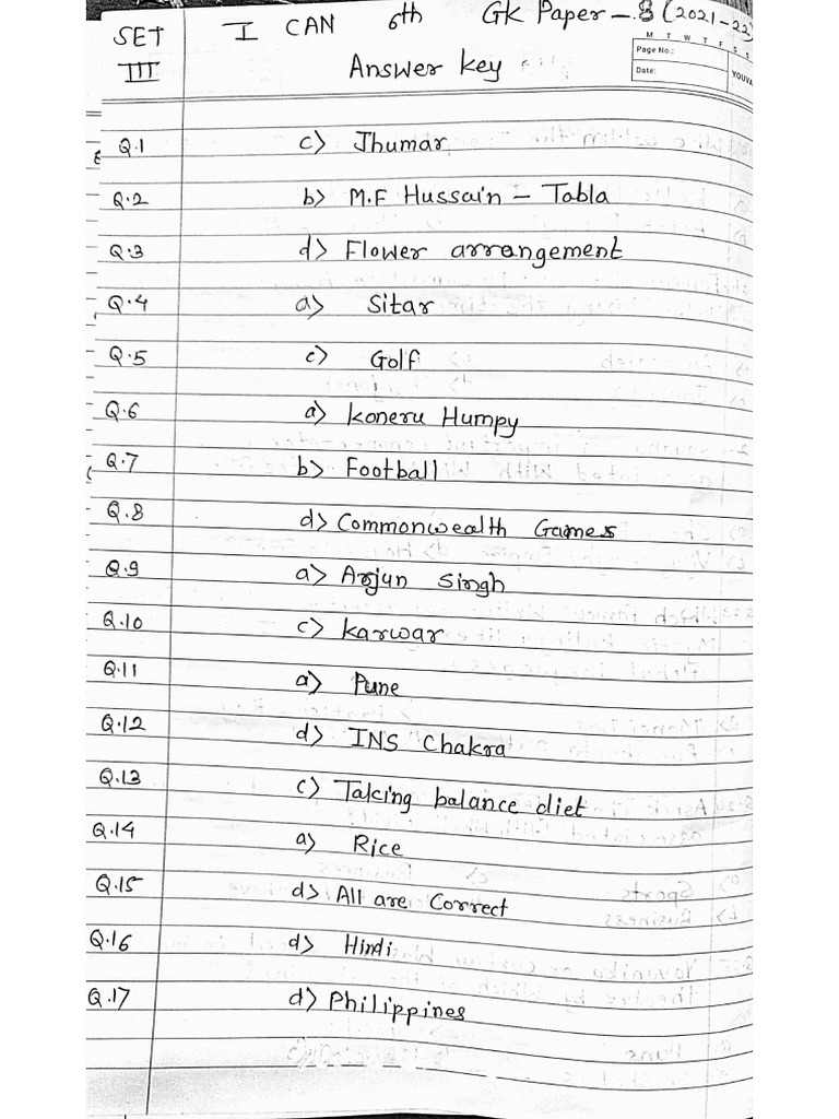 GK Answer Key No8 | PDF