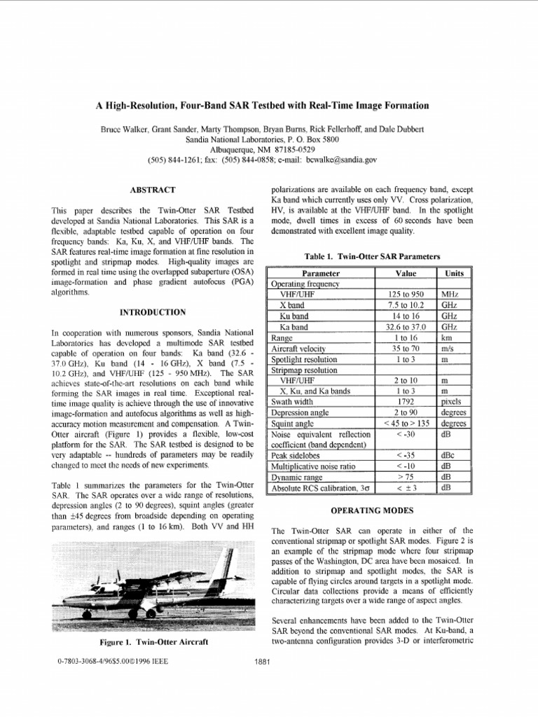 A Highresolution Fourband Sar Testbed With Realtime Image Format | PDF ...