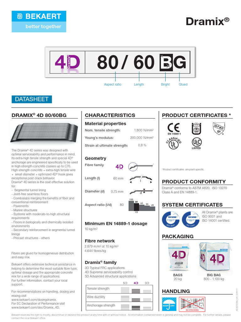Dramix 4D 8060BG | PDF | Fibers | Concrete