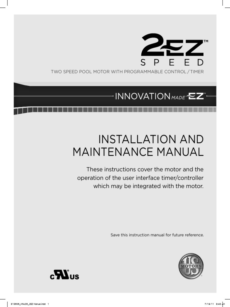 2EZ Pool Motor Control Manual | PDF | Electrical Engineering ...