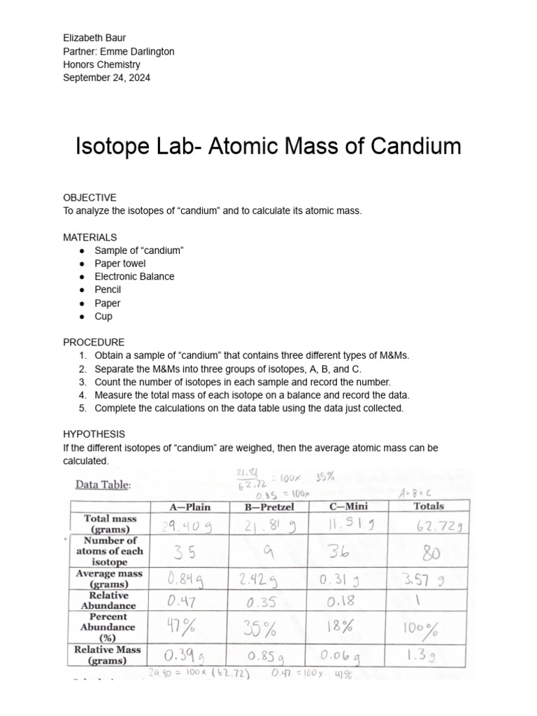 Isotope Lab - Elizabeth Baur (1) | PDF | Isotope | Atoms