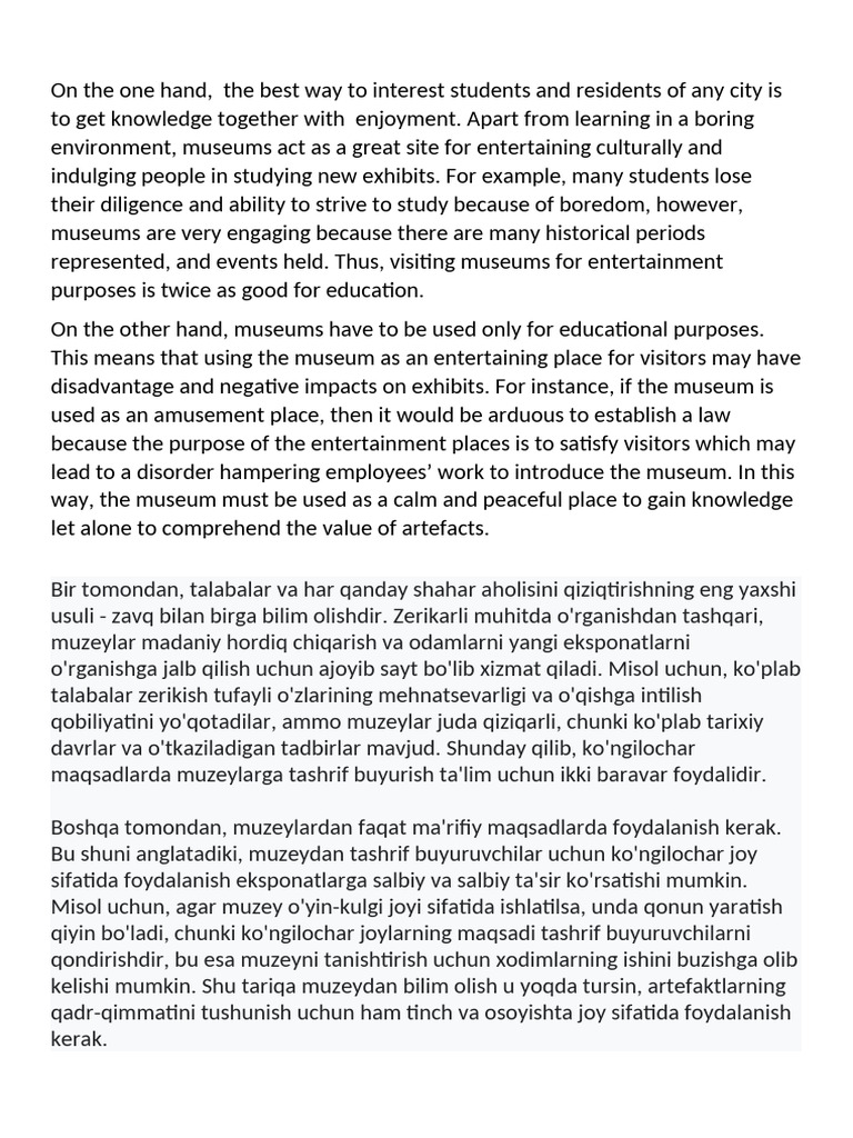 Essay Sample Answer For Learning | PDF