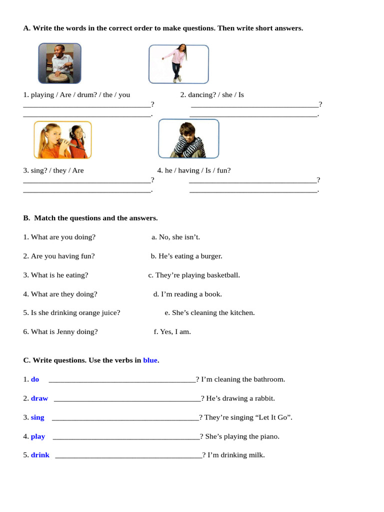 PU0 U8现在进行时语法练习二 | PDF