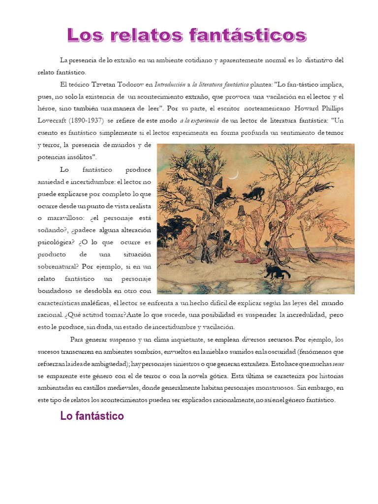 Ficha Teórica Cuento Fantástico 2 | PDF | Fantasía | Literatura de fantasía