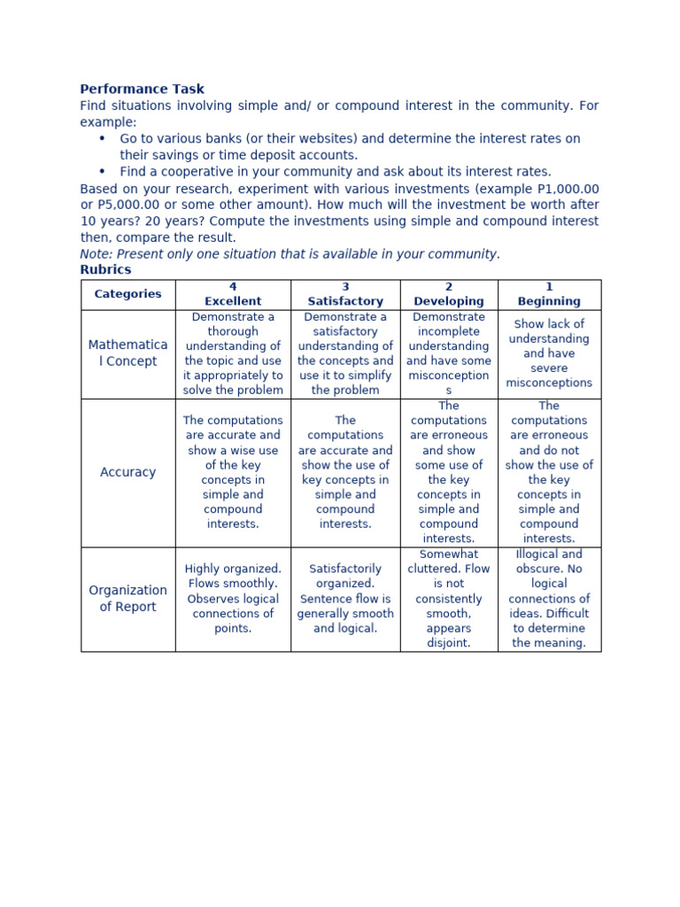 Performance Task Grade 11 | PDF | Interest | Cognition
