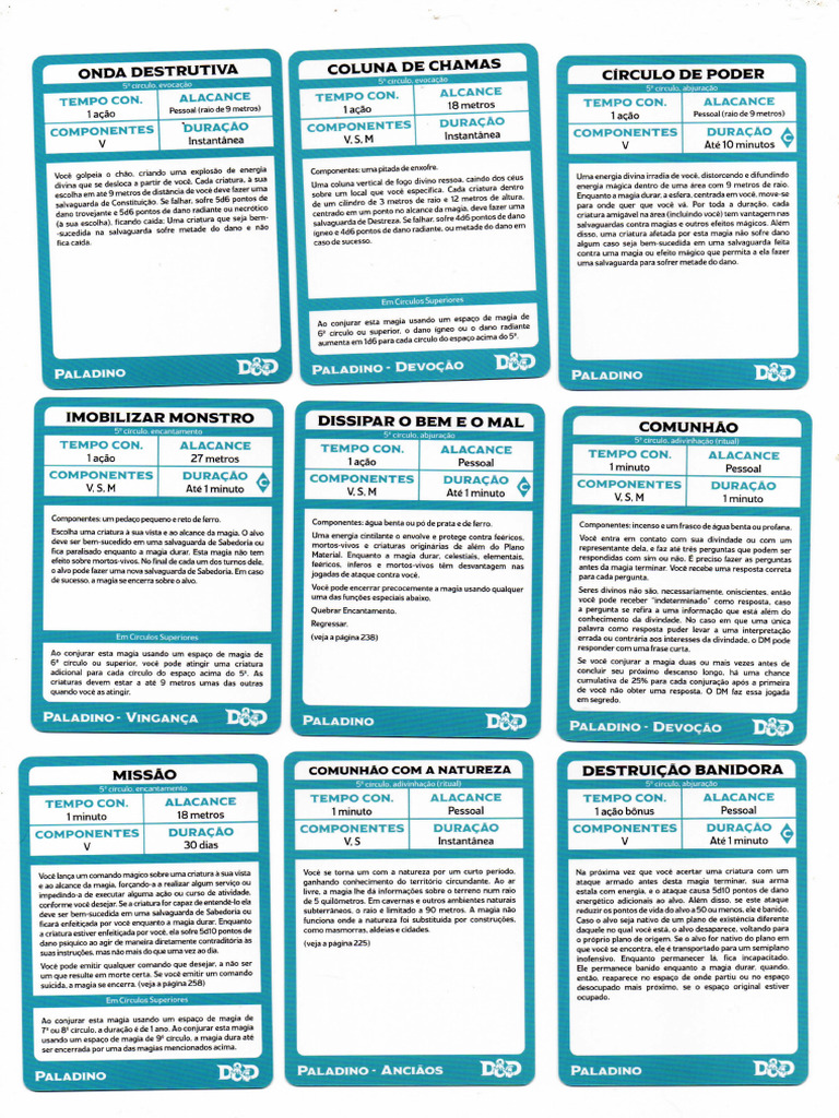 Mini Tomo Paladino Magias Nível 5 | PDF