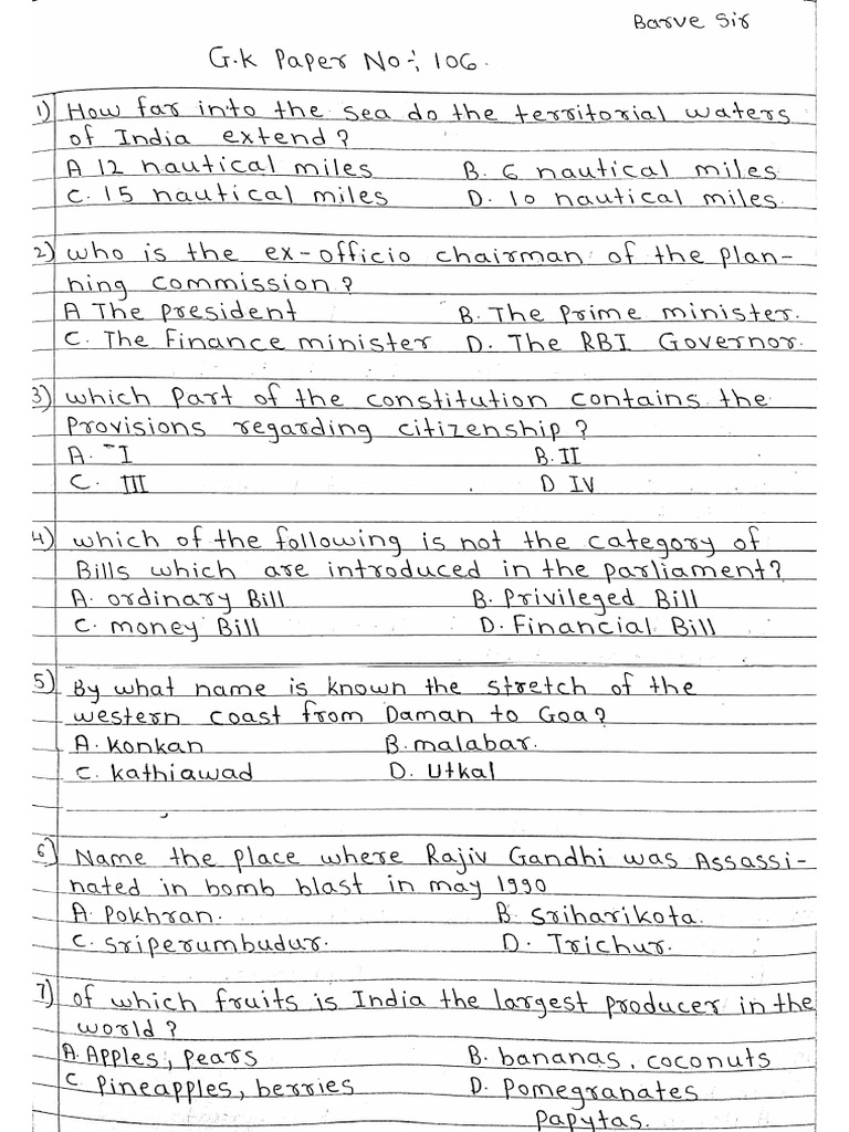 GK Paper No 106 | PDF