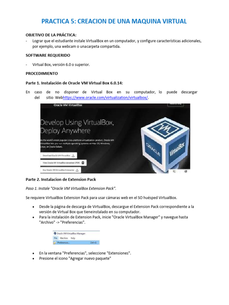 Instalación de VirtualBox y Extension Pack | PDF | Máquina virtual | Archivo de computadora