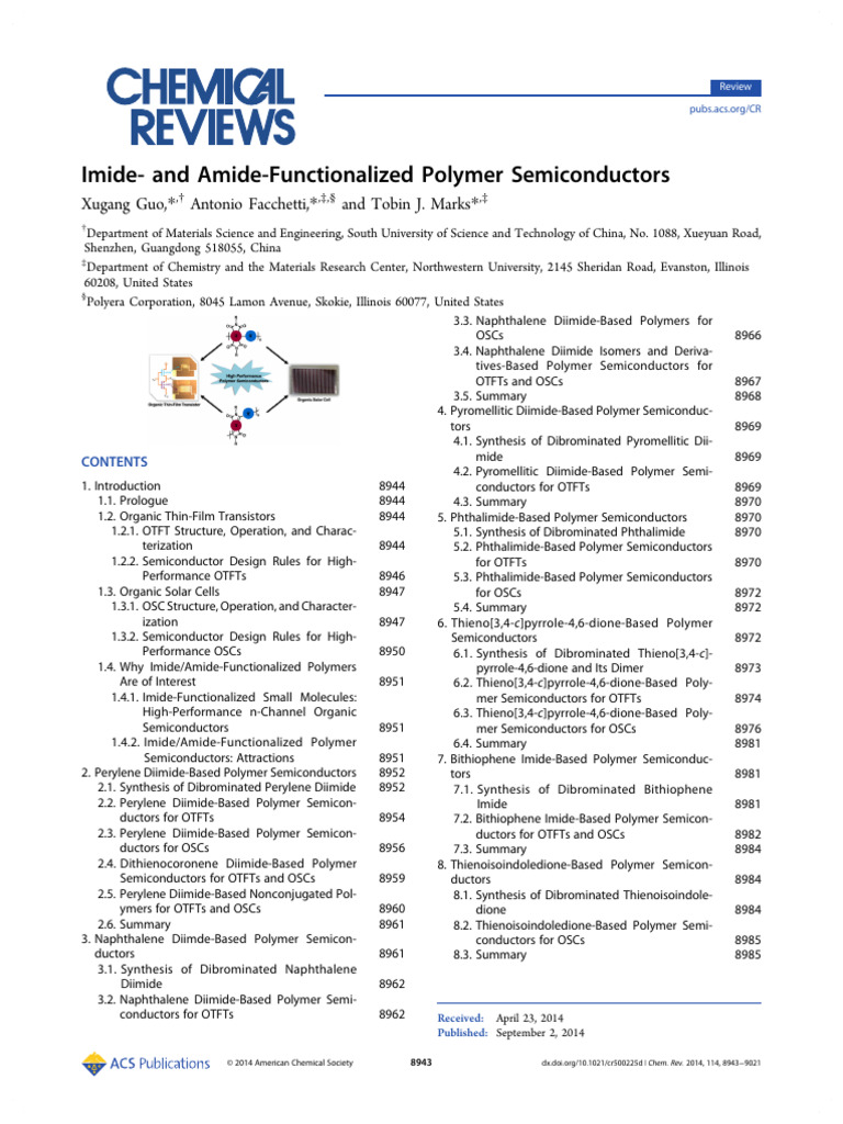 Imide/Amide Polymer Semiconductors Review | PDF | Field Effect ...
