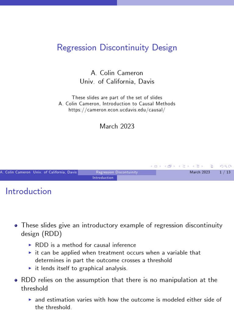 Regression Discontinuity Designs | PDF | Regression Analysis | Econometrics