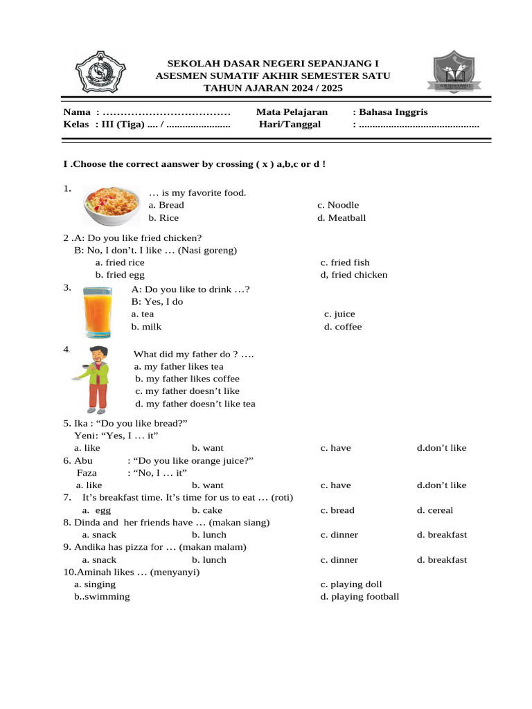 UAS Bahasa Inggris Kelas 3 | PDF | Cuisine | Eating Behaviors Of Humans