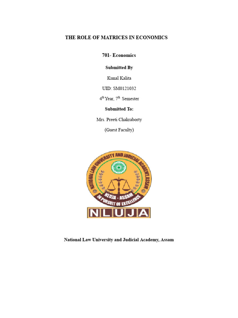 Matrices: Key to Economic Analysis | PDF | Input–Output Model | Matrix ...