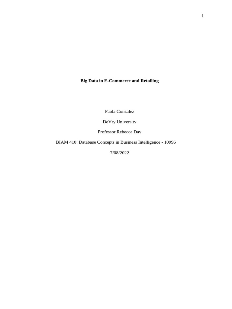 Big Data In E Commerce And Retailing Edited Pdf Big Data E Commerce 7241