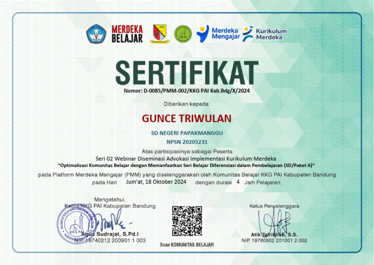 GUNCE TRIWULAN - Sertifikat Seri 02 - Webinar Diseminasi - KKG PAI ...