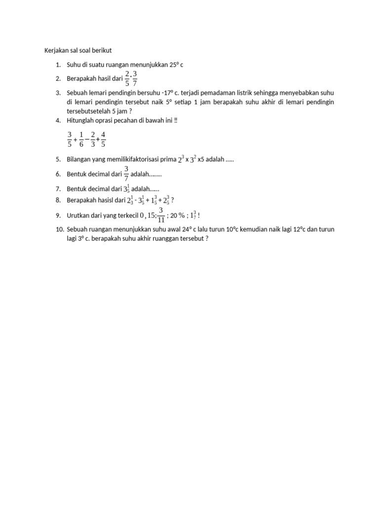 Soal Matematika dan Suhu Ruangan | PDF