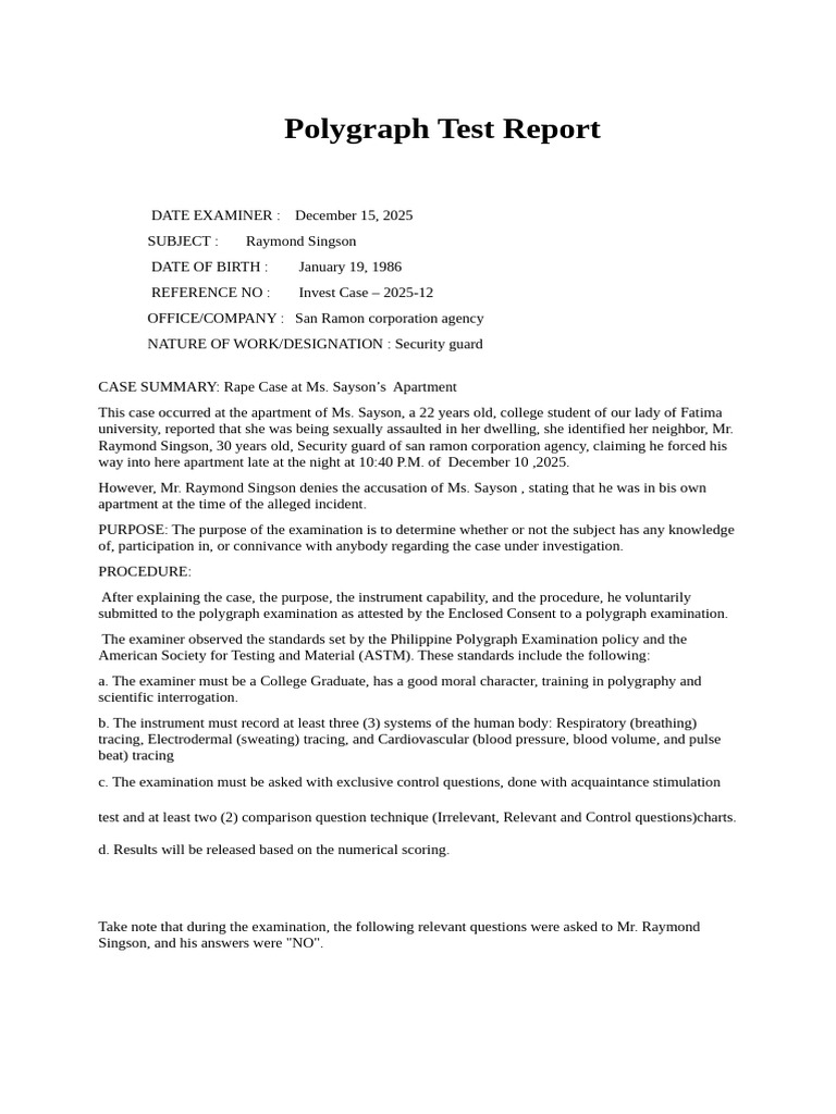 Polygraph Examination Joyboy | PDF | Polygraph