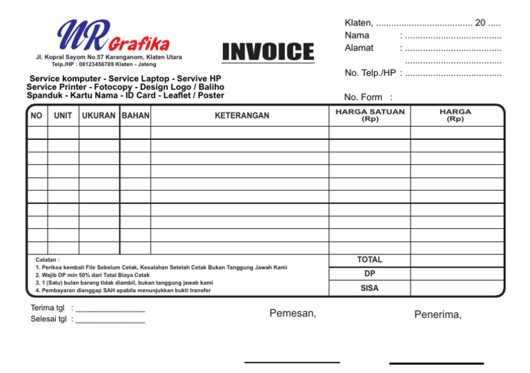 1 Desain Nota Percetakan A5 CDR - TUTORiduan | PDF