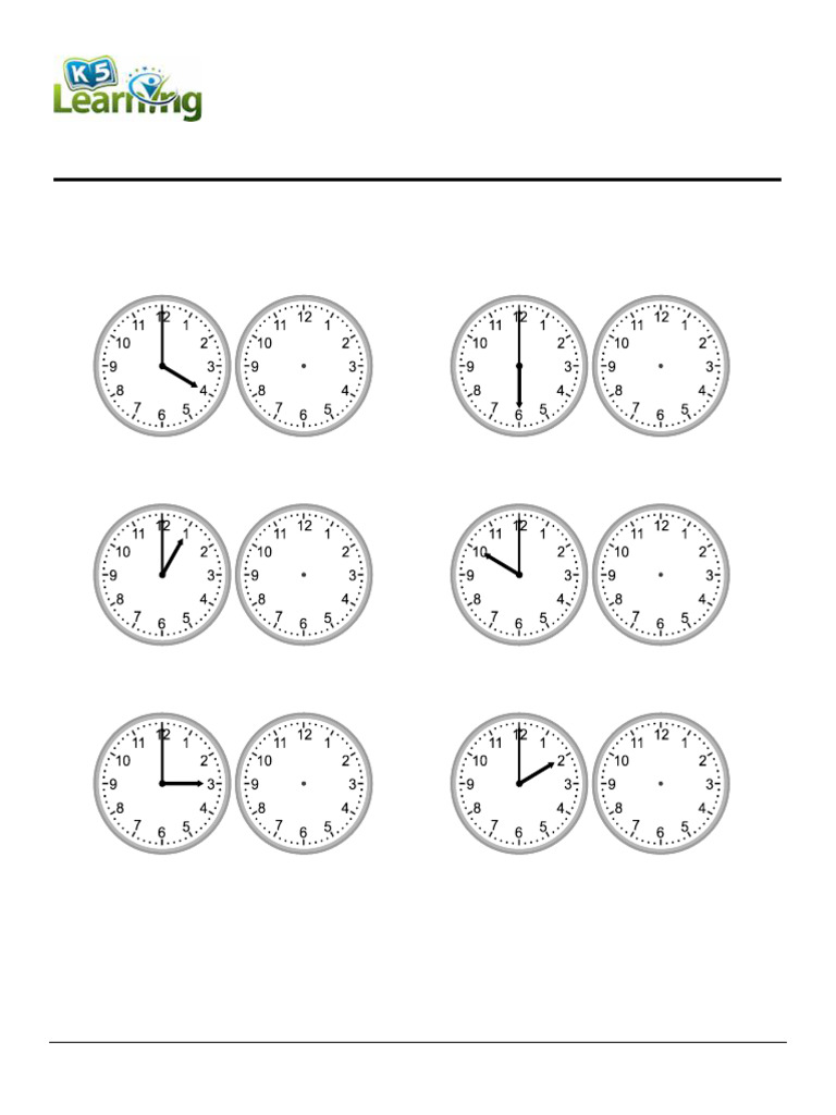 Grade 1 Elapsed Time Worksheet | PDF