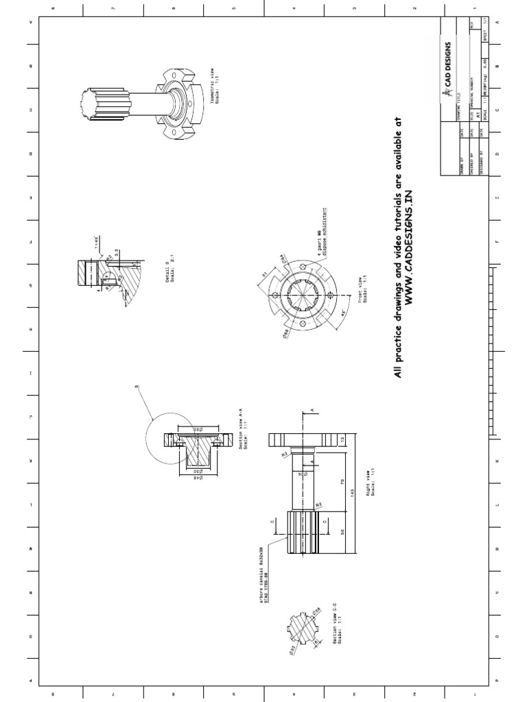 Mechanical Practice Drawing Sheets For AutoCAD CATIA NX SOLIDWORKS and ...