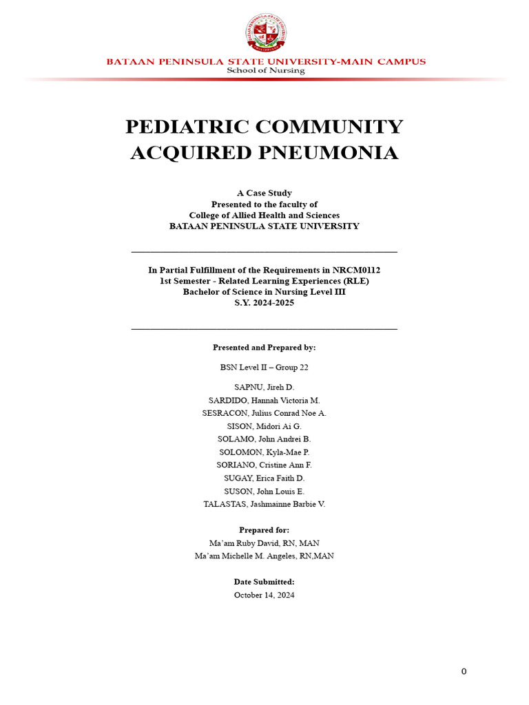 3rd Year, Case Study - PCAP | PDF | Pneumonia | Nursing