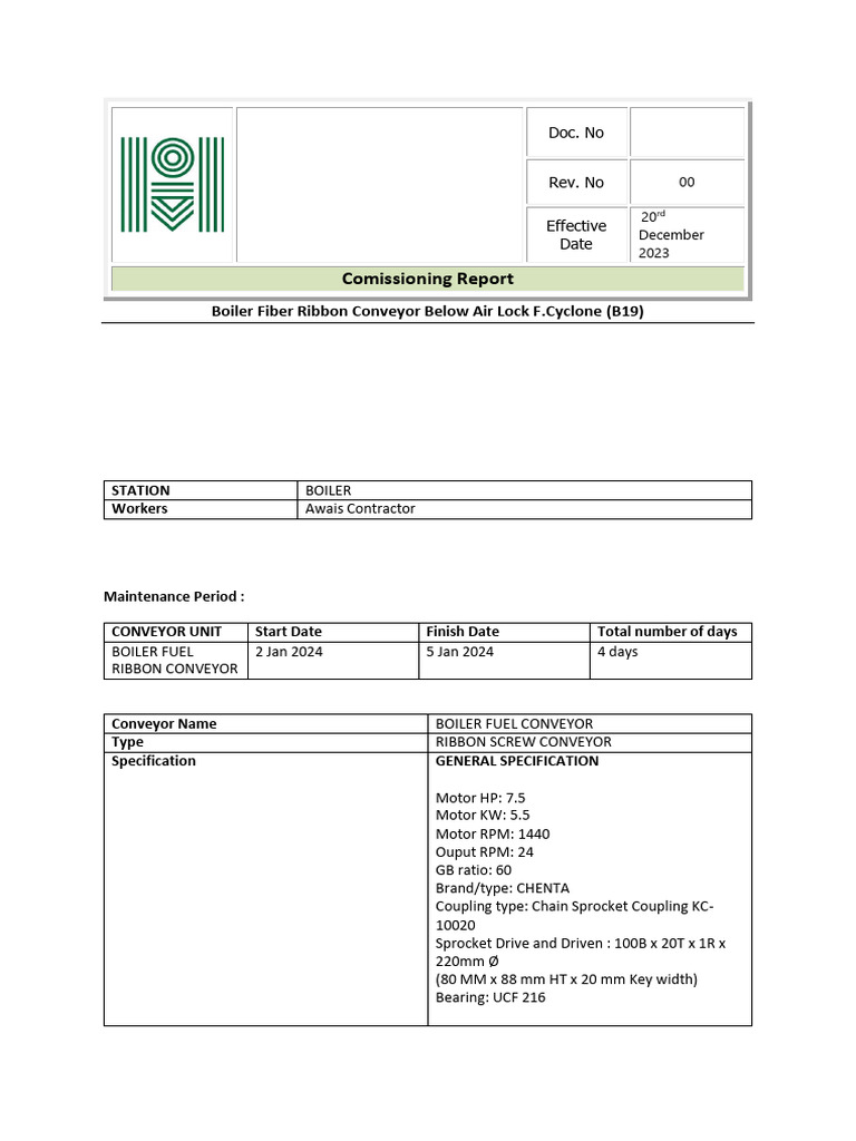 Boiler Fiber Conveyor B19 | PDF | Engines
