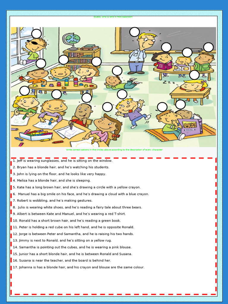 Who Is Who in The Class Fun Activities Games Picture Description ...